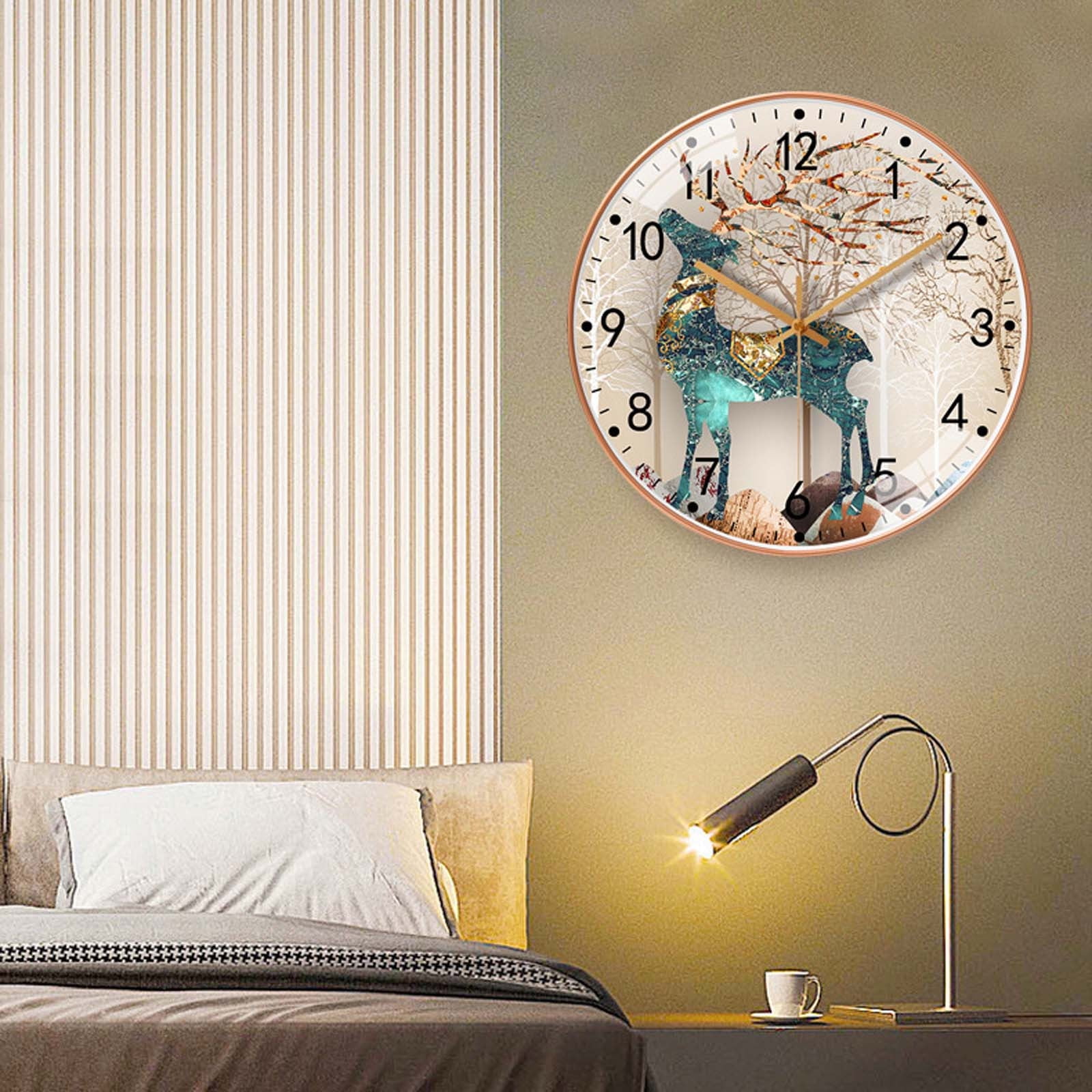LED Lights Transparent Wall Clock Peacock Feather Colorful Clock ...