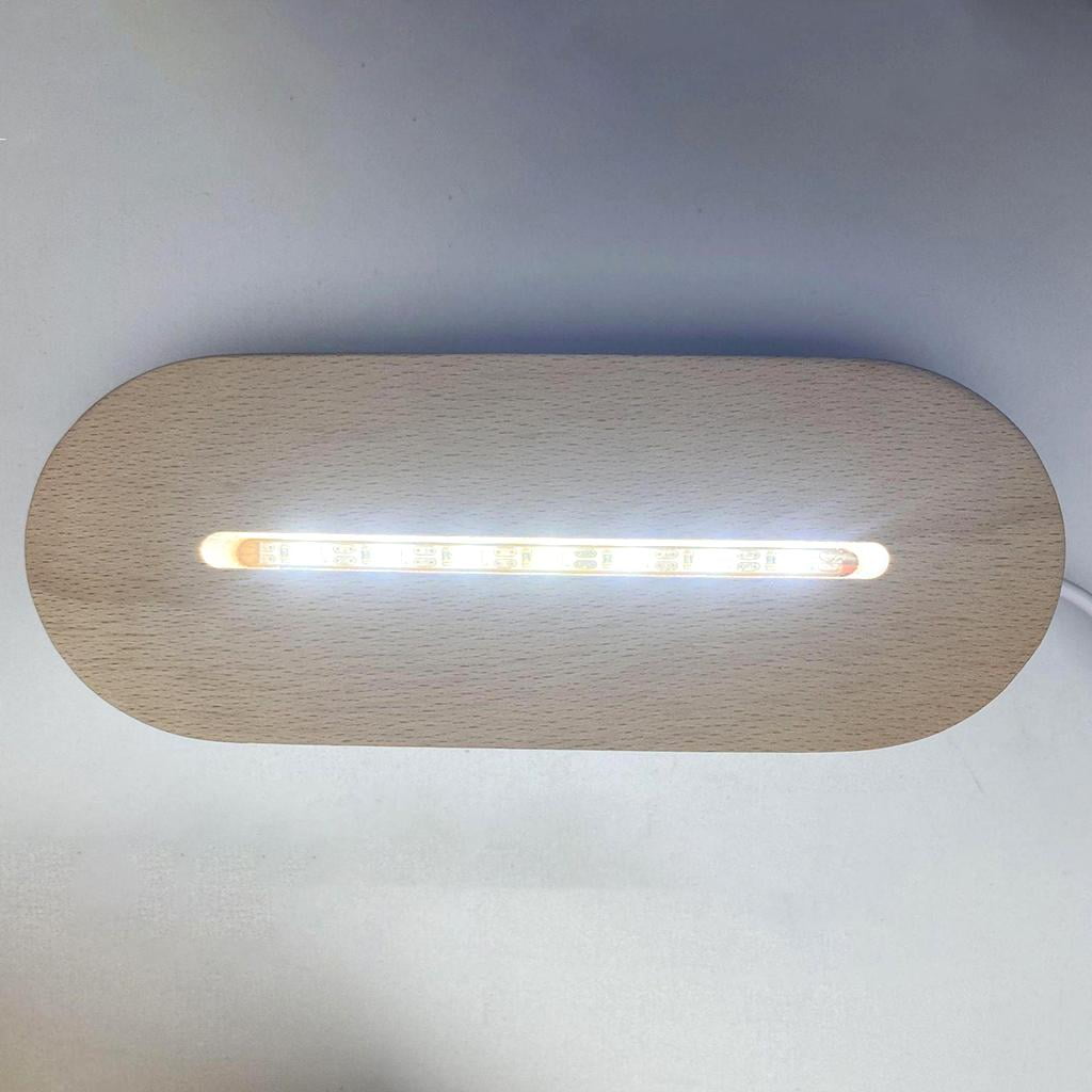 LED Lights Wooden Lighted Base Stand Long Oval Slot Lamp Night Light ...
