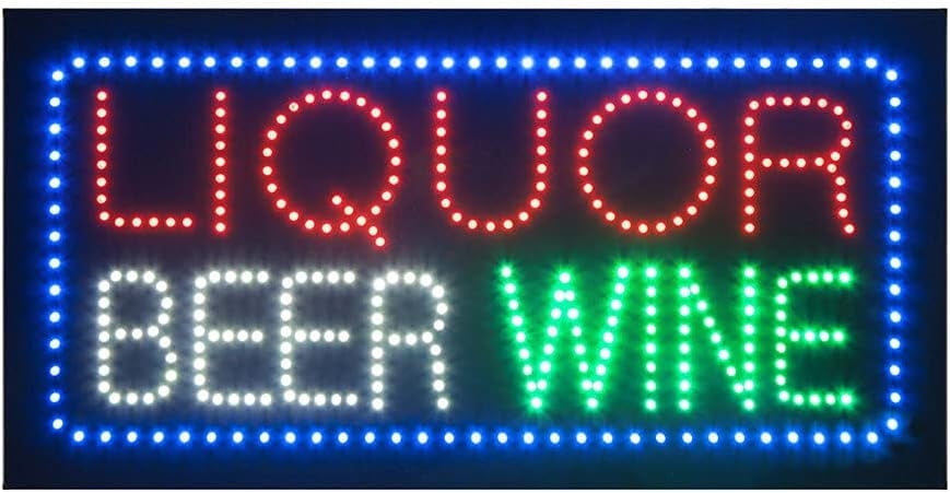 LED Liquor Beer Wine Sign for Business, Super Bright LED Open Sign for ...