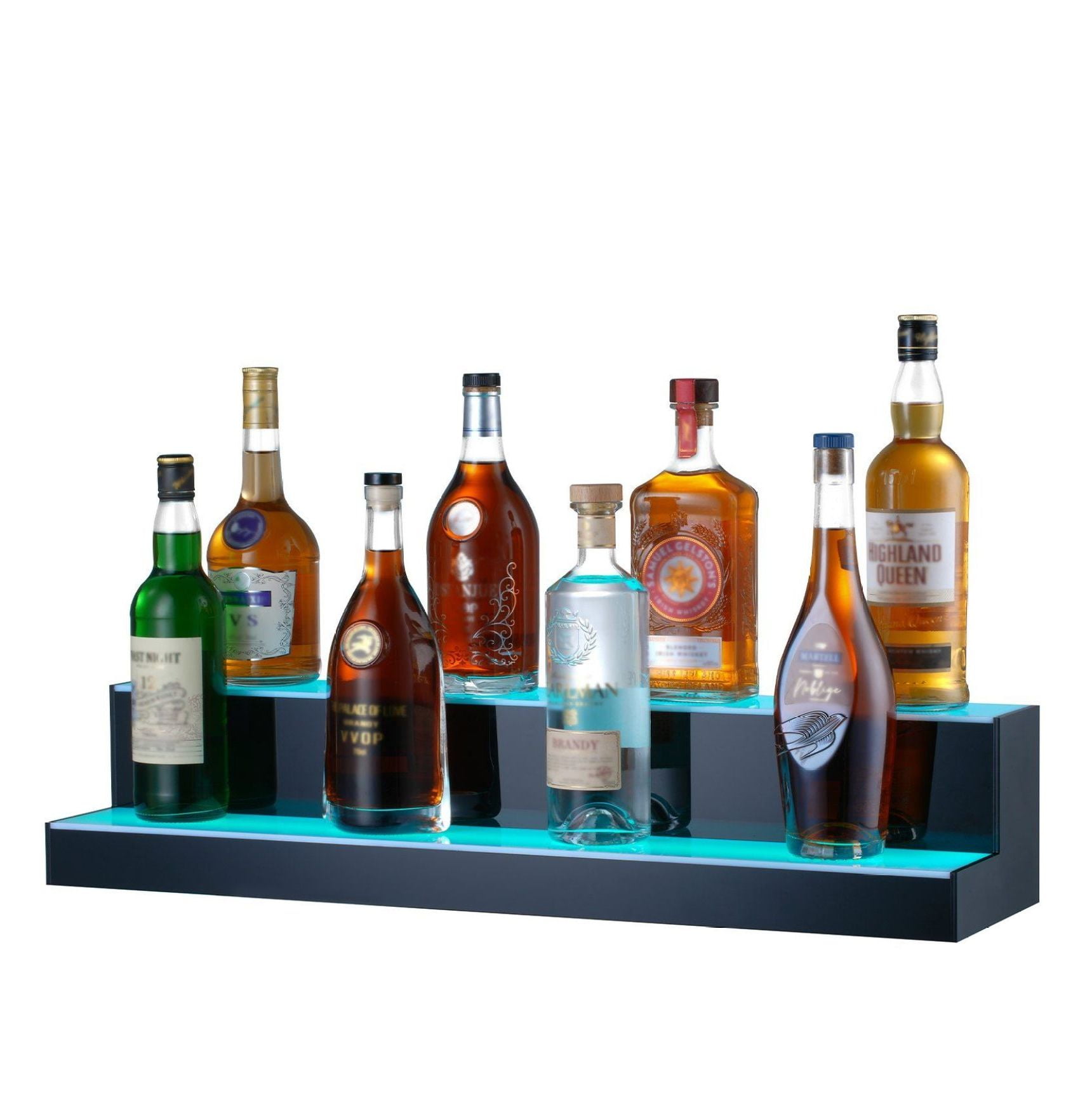 LED Liquor Bottle Display, 2 Tier 30 Inch Bar Shelf with Remote & App ...