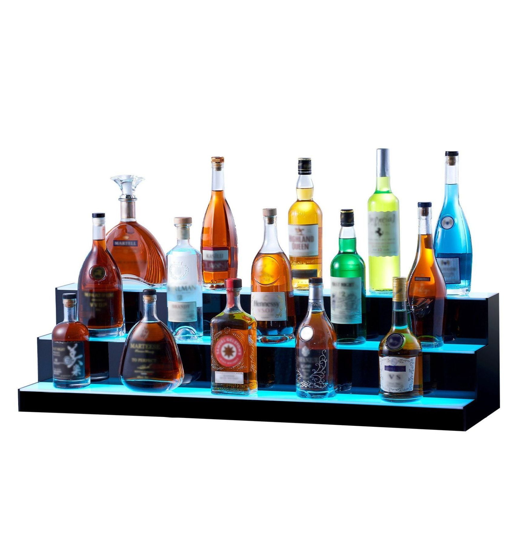 LED Liquor Bottle Display, 3 Tier 40 Inch Bar Shelf, App & Remote ...