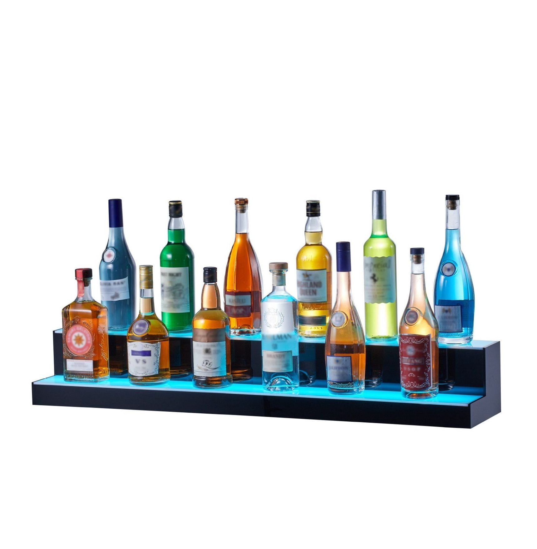 LED Liquor Bottle Display Shelf - 40" 2-Step Bar Shelf with RF & App ...