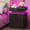 Hommp Modern LED Nightstand with Charging Station USB Type C 3 Drawer ...