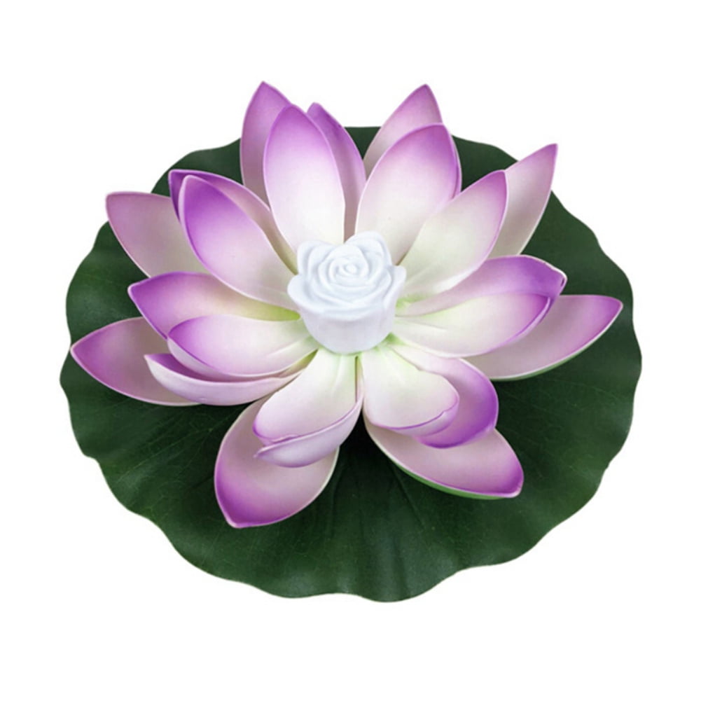 LED Lotus Light,Floating Flameless Candles Light, Battery Operated Lily Light Flower Waterproof ...