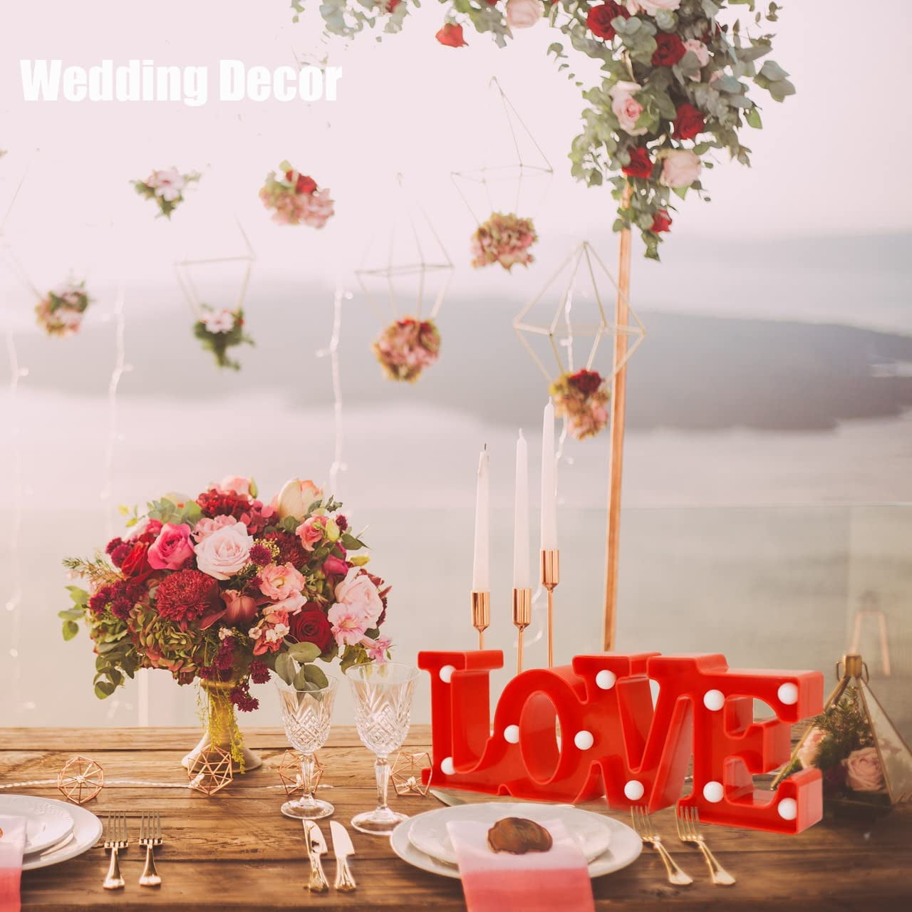 LED Love Sign with Lights , Red Love Marquee Light Up Signs Wedding ...