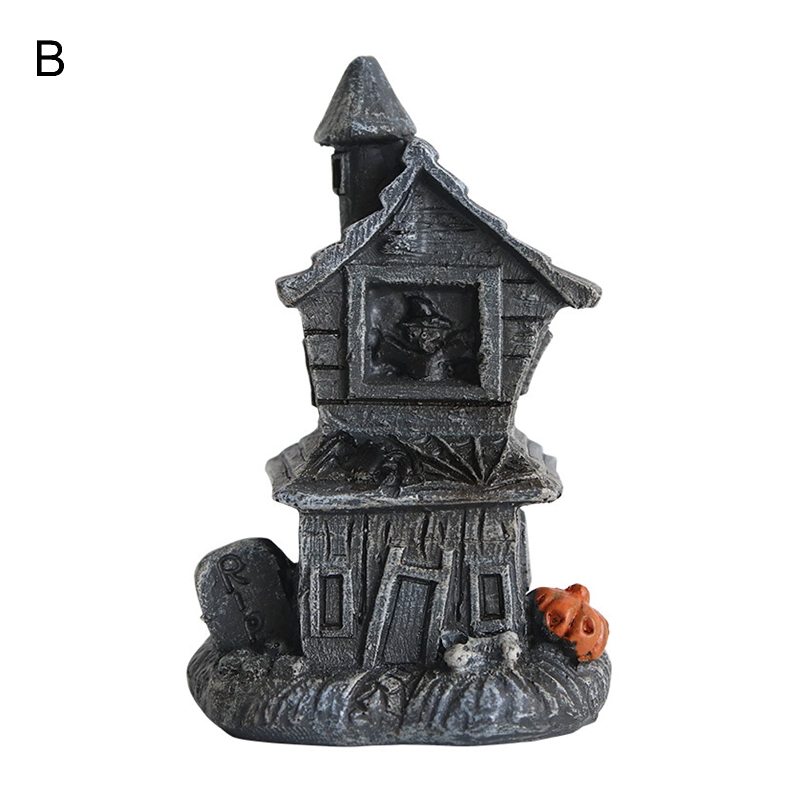 LED Lovely Haunted House Shape Statue Decor Handmade Festive Touch ...