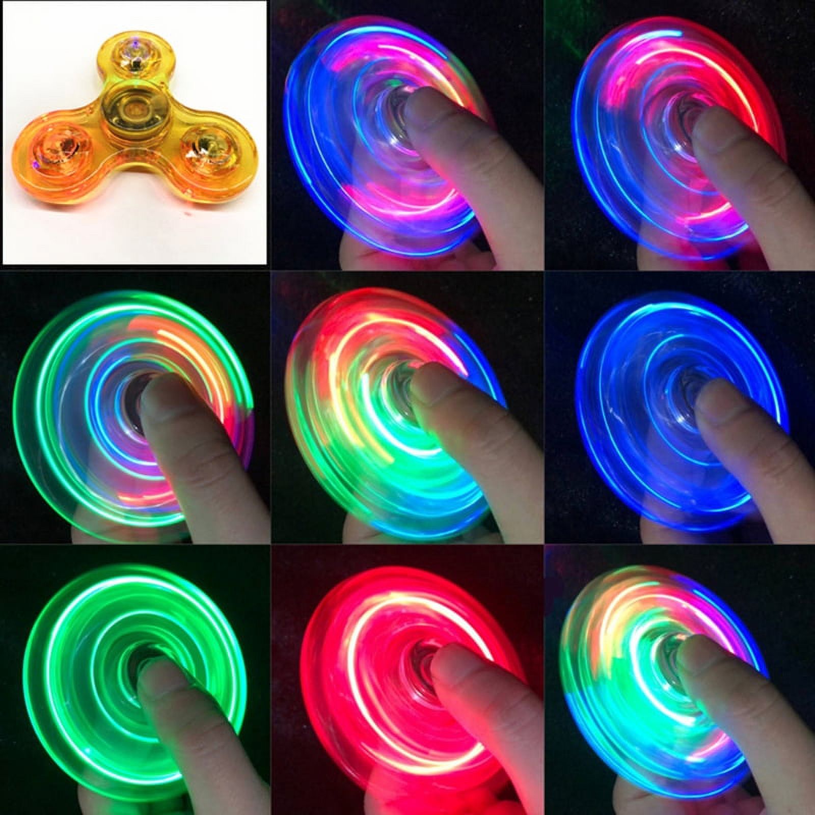 LED Luminous Finger Spinner Interactive Toy Sensory Transparent Spinner ...