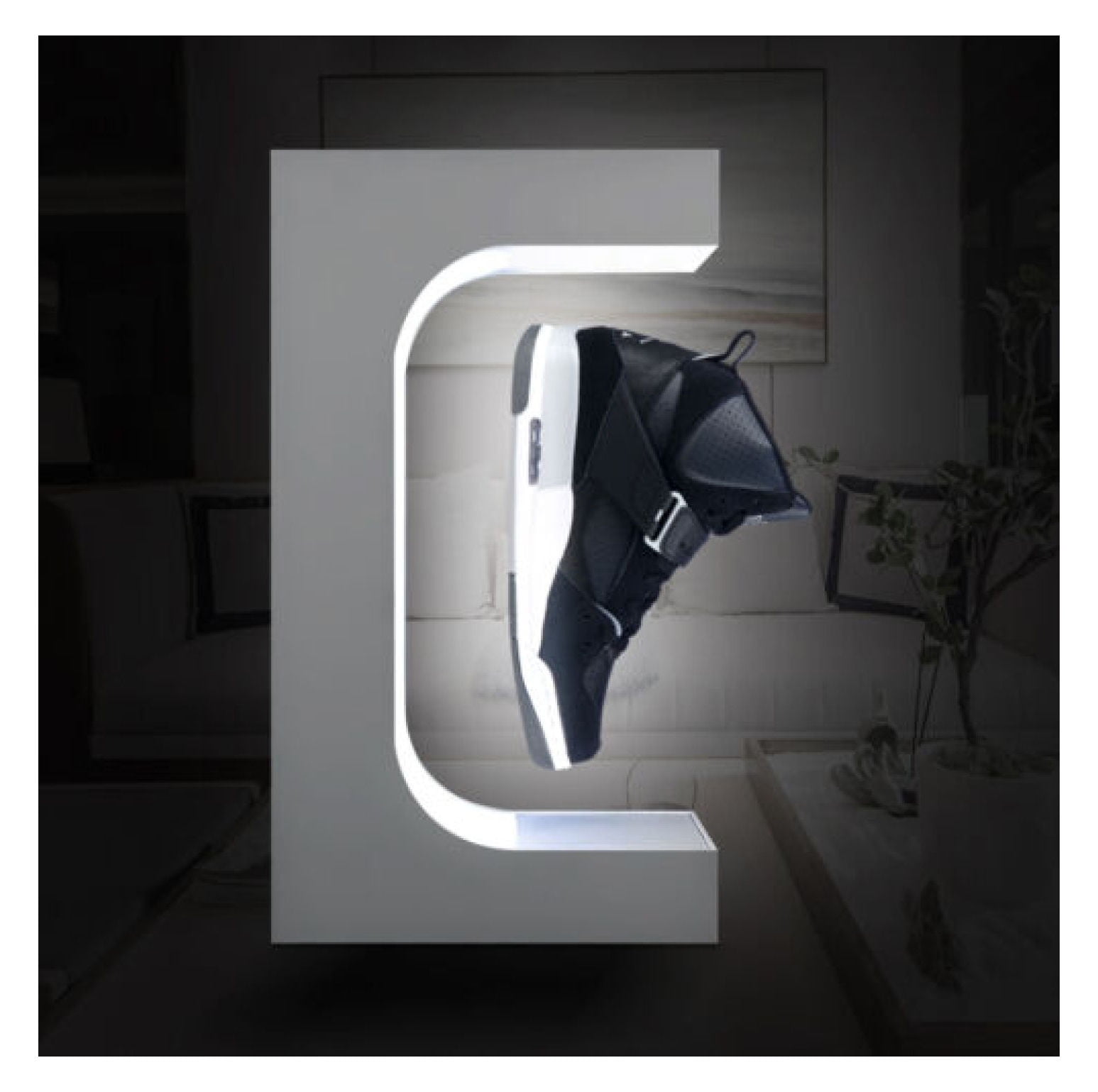 LED Magnetic Floating Shoe Levitation Stand Holder Rotating Sneaker ...