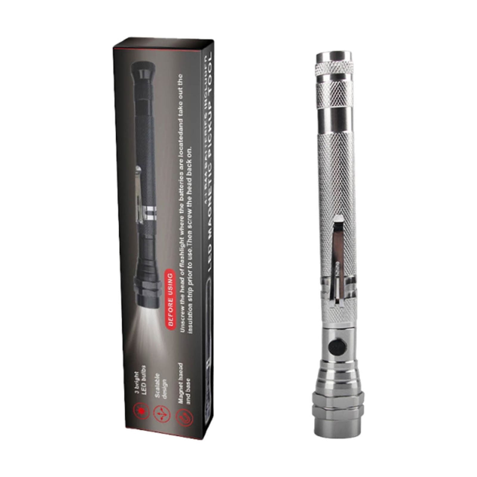 LED Magnetic Pickup Tool with Flashlight - 360° Flexible Telescoping ...