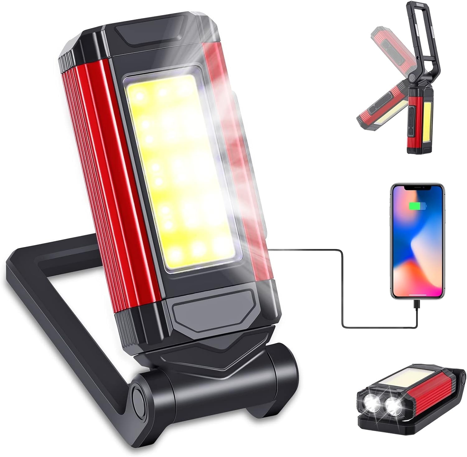 LED Magnetic Torch, Portable Foldable Flashlight Inspection Lamp ...