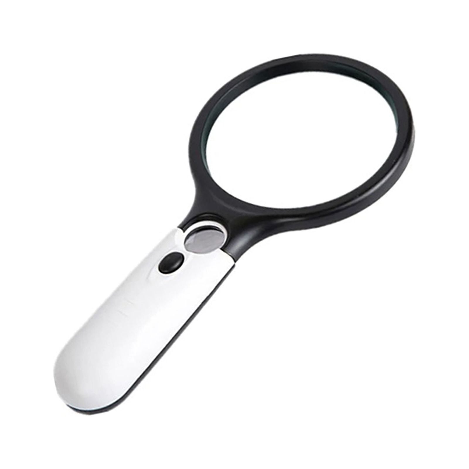 LED Magnifying Glass Double Lens Black White 3 LED Lights Portable ...