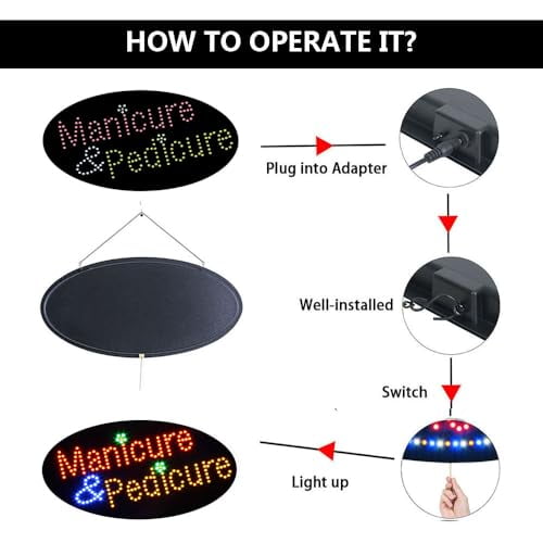 LED Manicure and Pedicure Sign for Business, Super Bright LED Open Sign ...