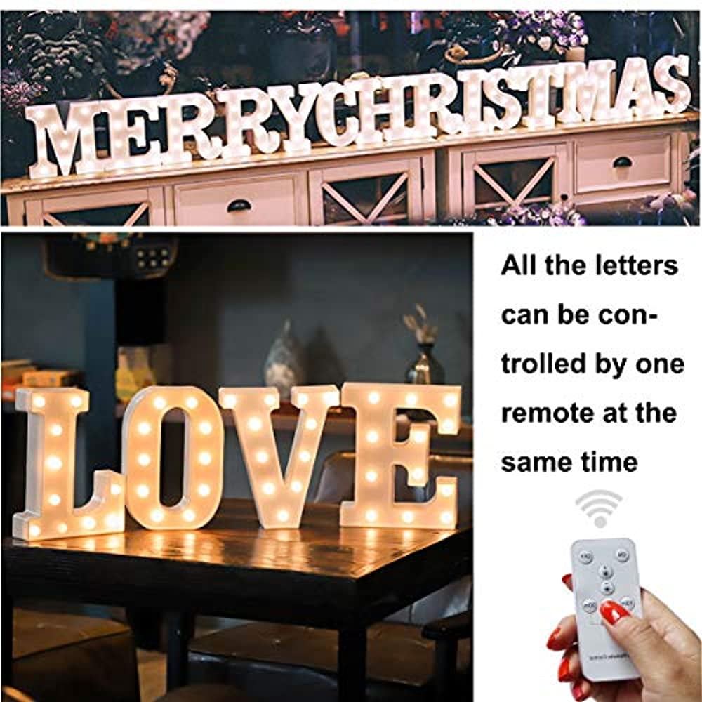 LED Marquee Letter Lights 26 Alphabet Light Up Name Sign Remote Control ...