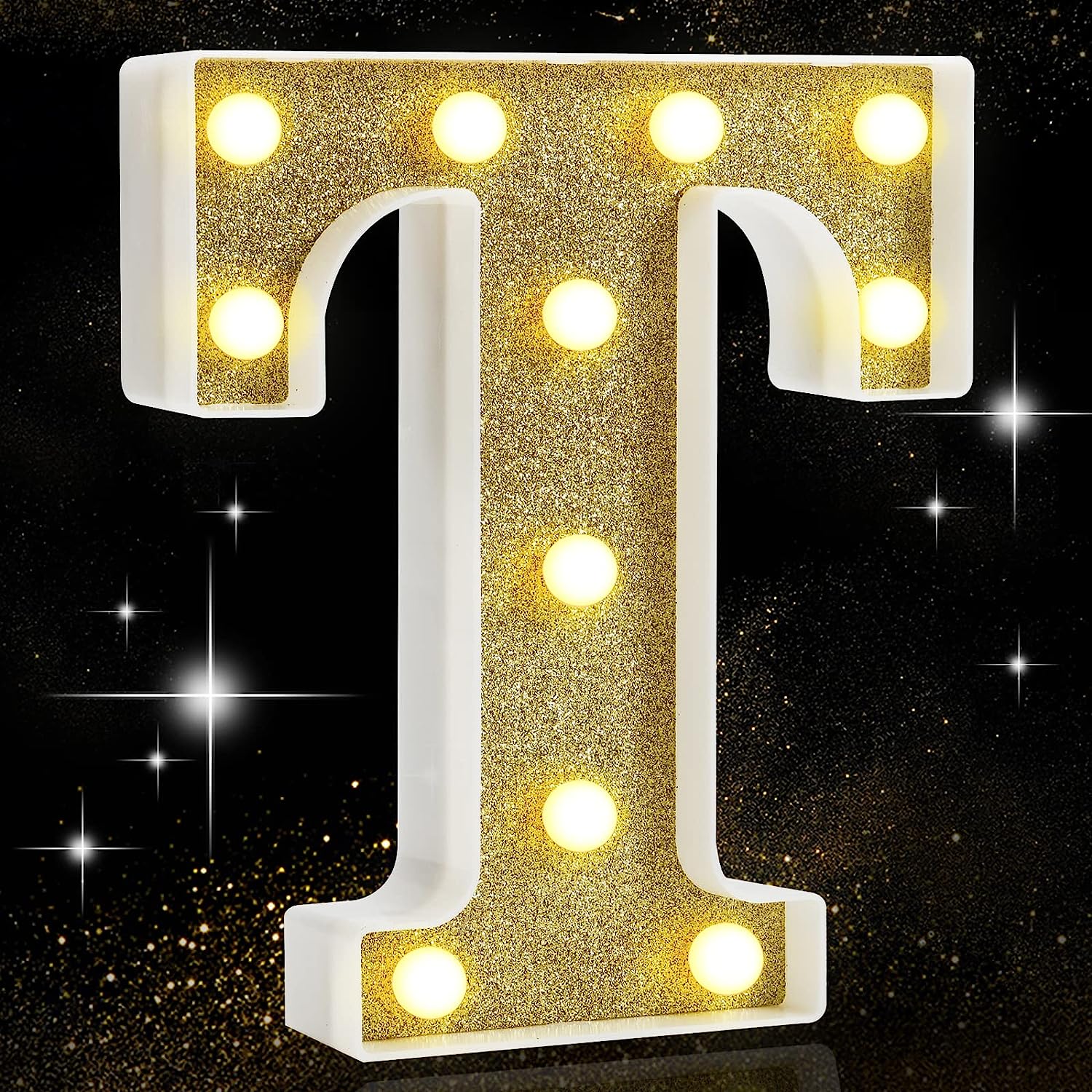 LED Marquee Letter Lights, Light Up Golden Alphabet Marquee Letters ...