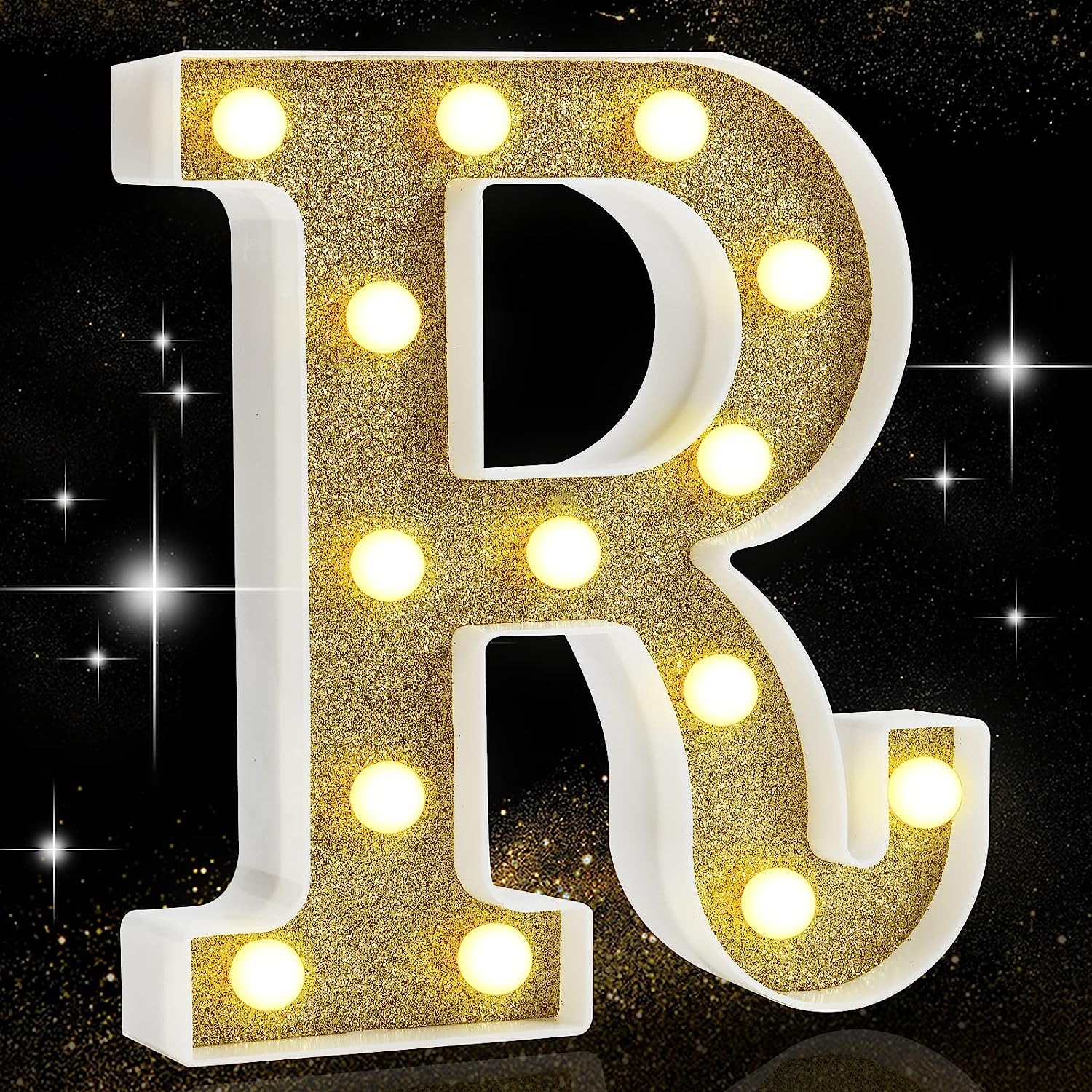 LED Marquee Letter Lights, Light Up Golden Alphabet Marquee Letters ...
