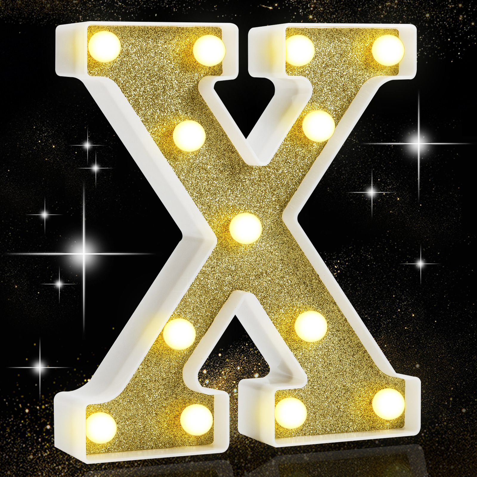 LED Marquee Letter Lights, Light Up Golden Alphabet Marquee Letters ...