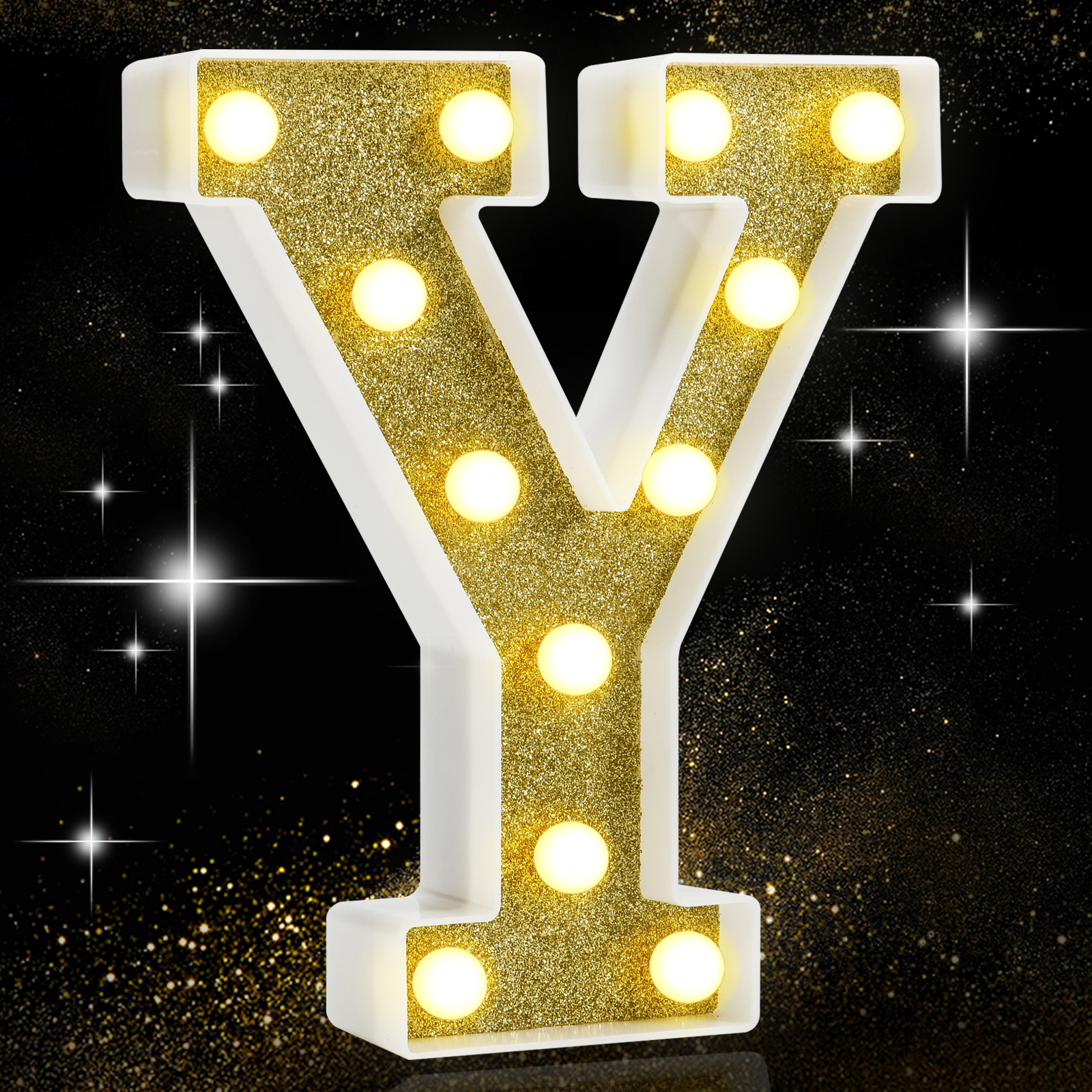 LED Marquee Letter Lights, Light Up Golden Alphabet Marquee Letters ...