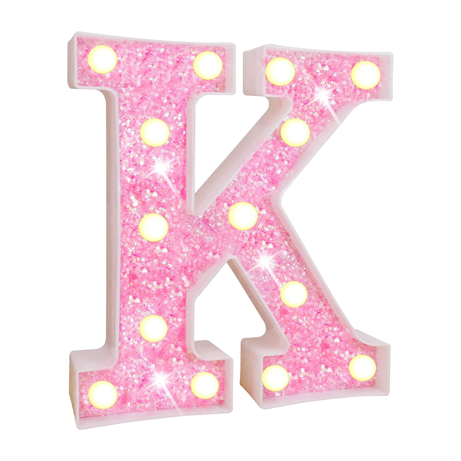 LED Marquee Letter Lights, Light Up Pink Glitter Alphabet Letter Sign ...