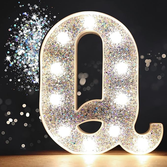 LED Marquee Letter Lights, Light Up Silver Letters Glitter Alphabet ...