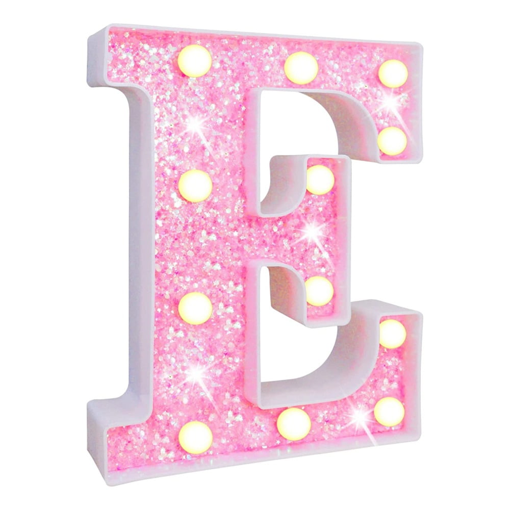 LED Marquee Letter Lights Sign Light Up Pink Glitter Alphabet Letters ...