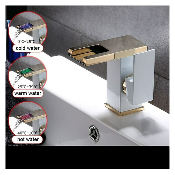 LED Matte Black Bathroom Sink Faucet Three Colors Change With ...