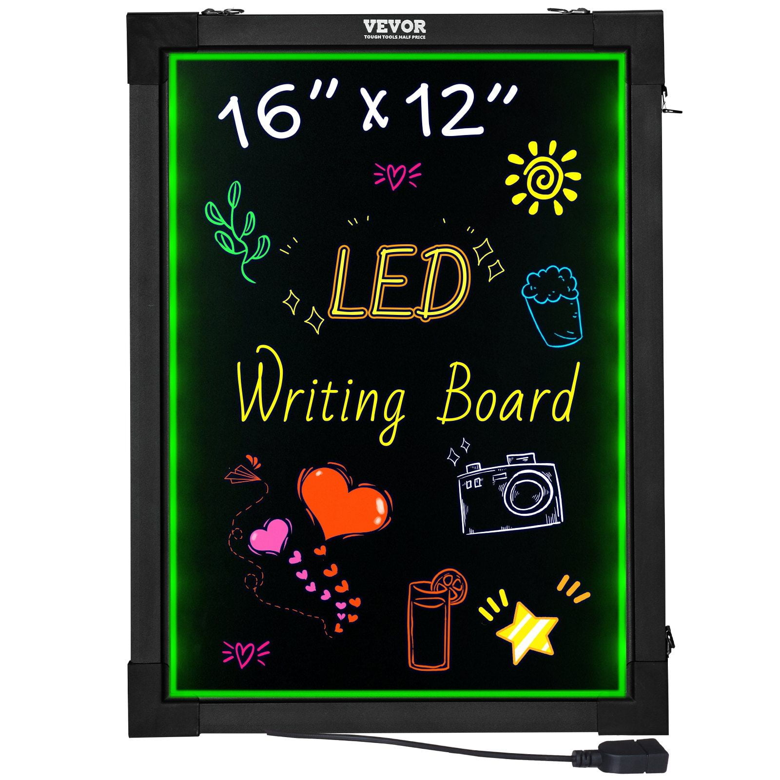 LED Message Writing Board, 16"x12" Illuminated Erasable Lighted ...