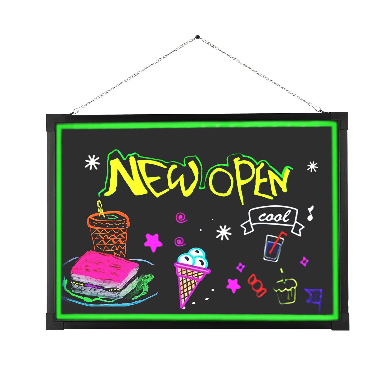 LED Message Writing Board Erasable Neon Effect Menu Sign Board Wall 18 ...