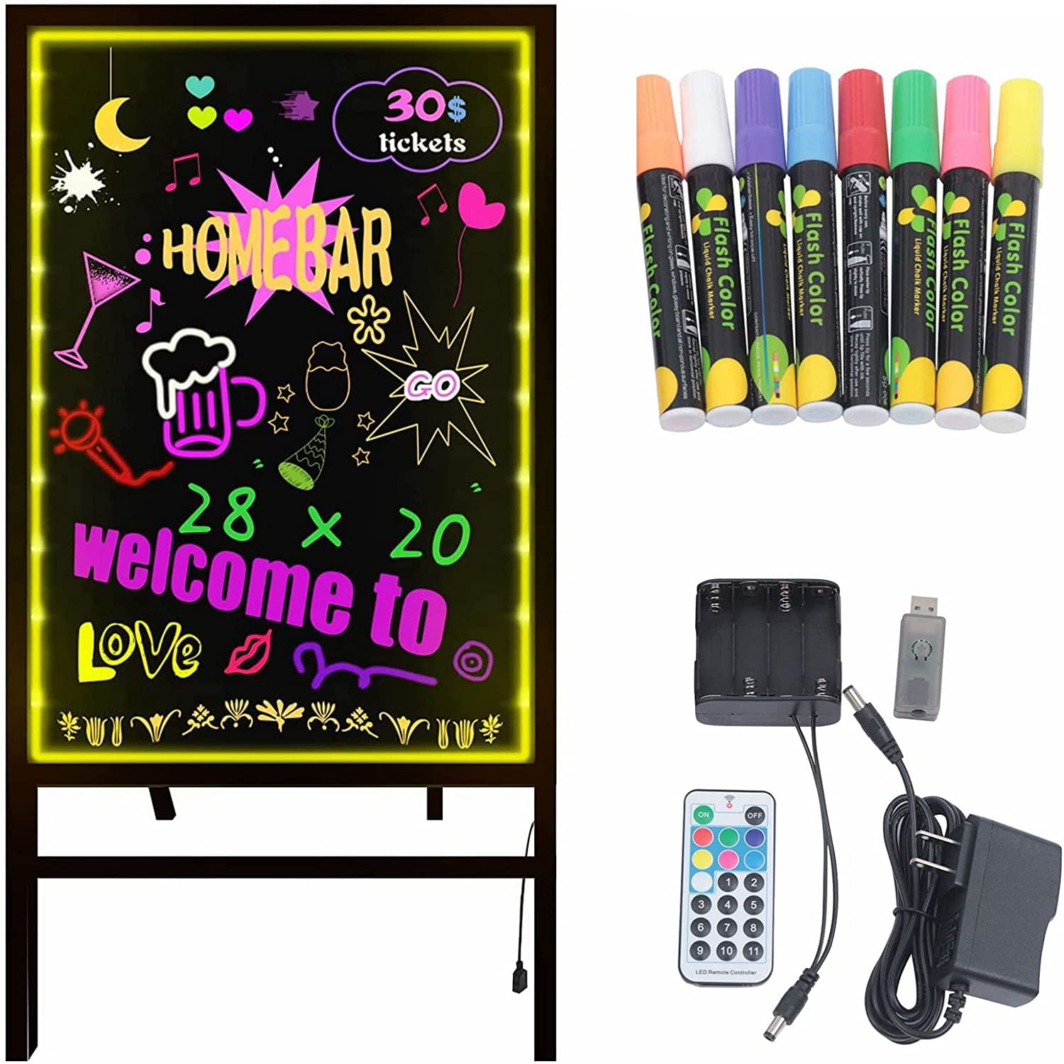 LED Message Writing Board with Stand - Self-Standing LED Signs - Shops ...