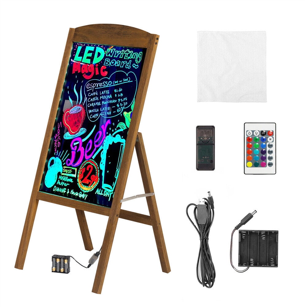 LED Message Writing Board Standing Illuminated Erasable Neon Sign DIY ...