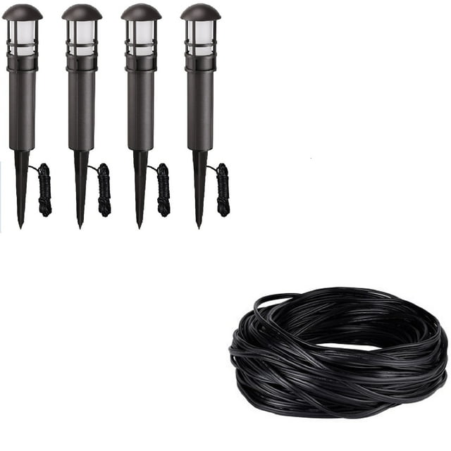 LED Metal Low Voltage Landscape Lighting Kits, 4 Pack Path Lights+100ft ...