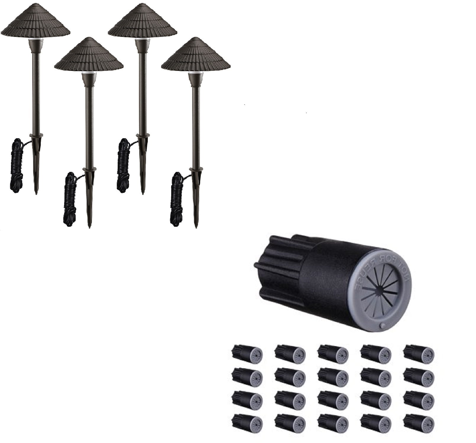 LED Metal Landscape Light Kits, 4 Pack Low Voltage Path Lighting 5000K ...