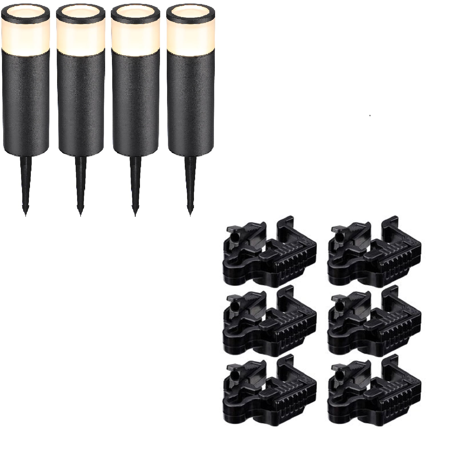 LED Metal Landscape Light Kits, 4 Pack Low Voltage Path Lighting 3000K ...