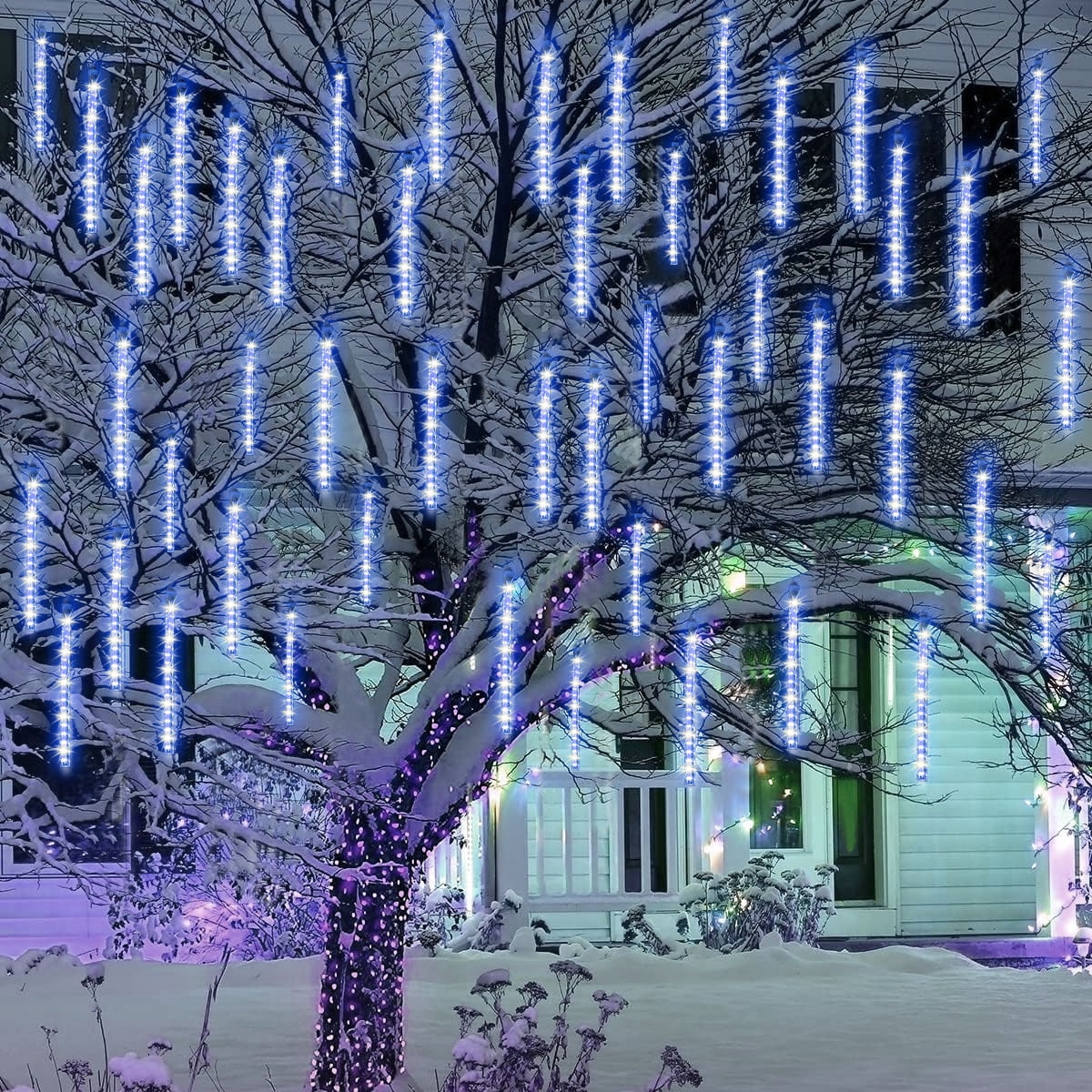 LED Meteor Shower Lights, 11.8 inch 10 Tubes 360 LED Falling Rain Drop ...