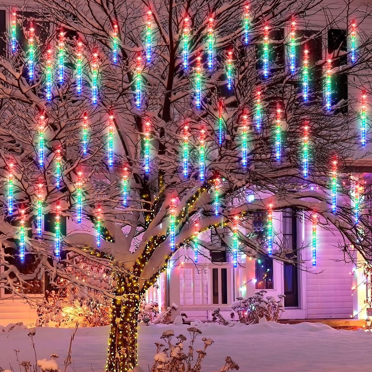 LED Meteor Shower Lights, 11.8 inch 10 Tubes 360 LED Falling Rain Drop ...