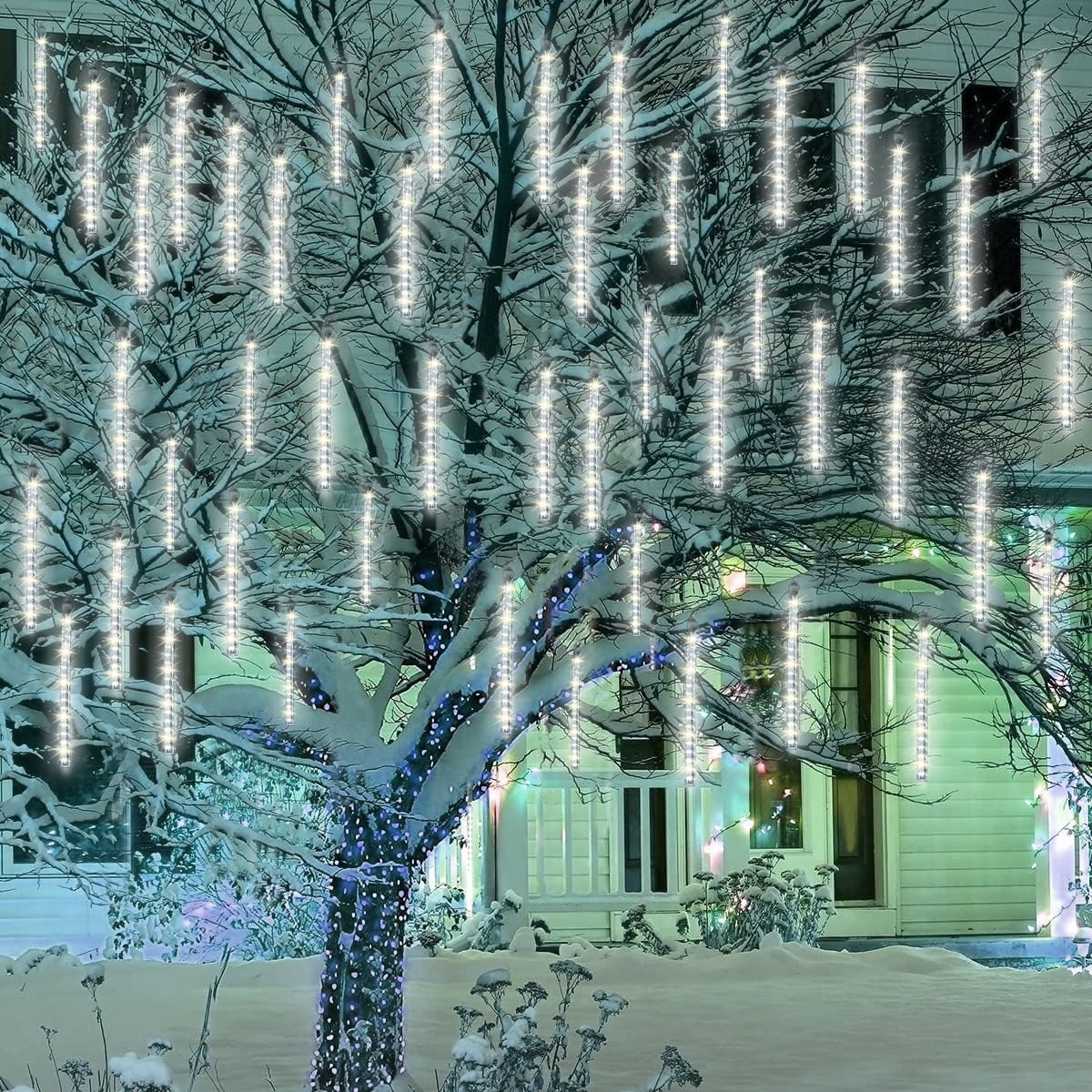 LED Meteor Shower Lights, 11.8 inch 10 Tubes 360 LED Falling Rain Drop ...