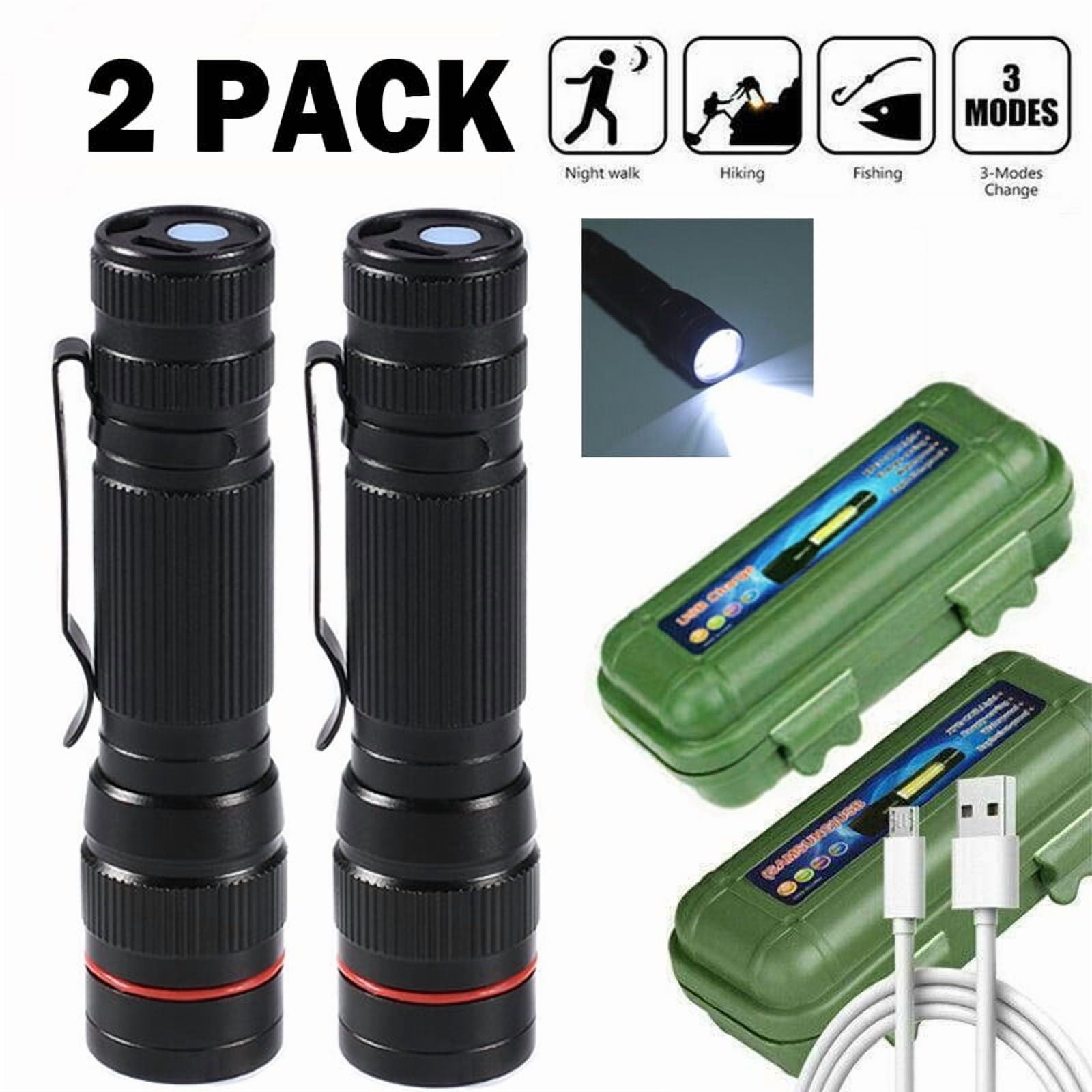 (Huayusheng)--LED Military Flashlight USB Rechargeable Tactical Zoom ...