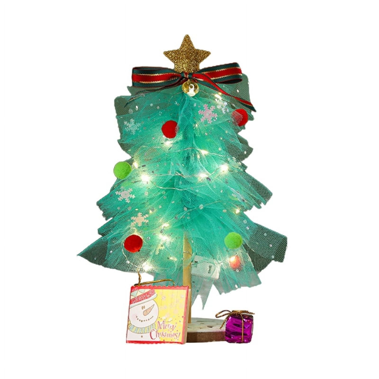 LED Mini Christmas Tree Elegant Gauze Glow Warm Lighting Festive ...
