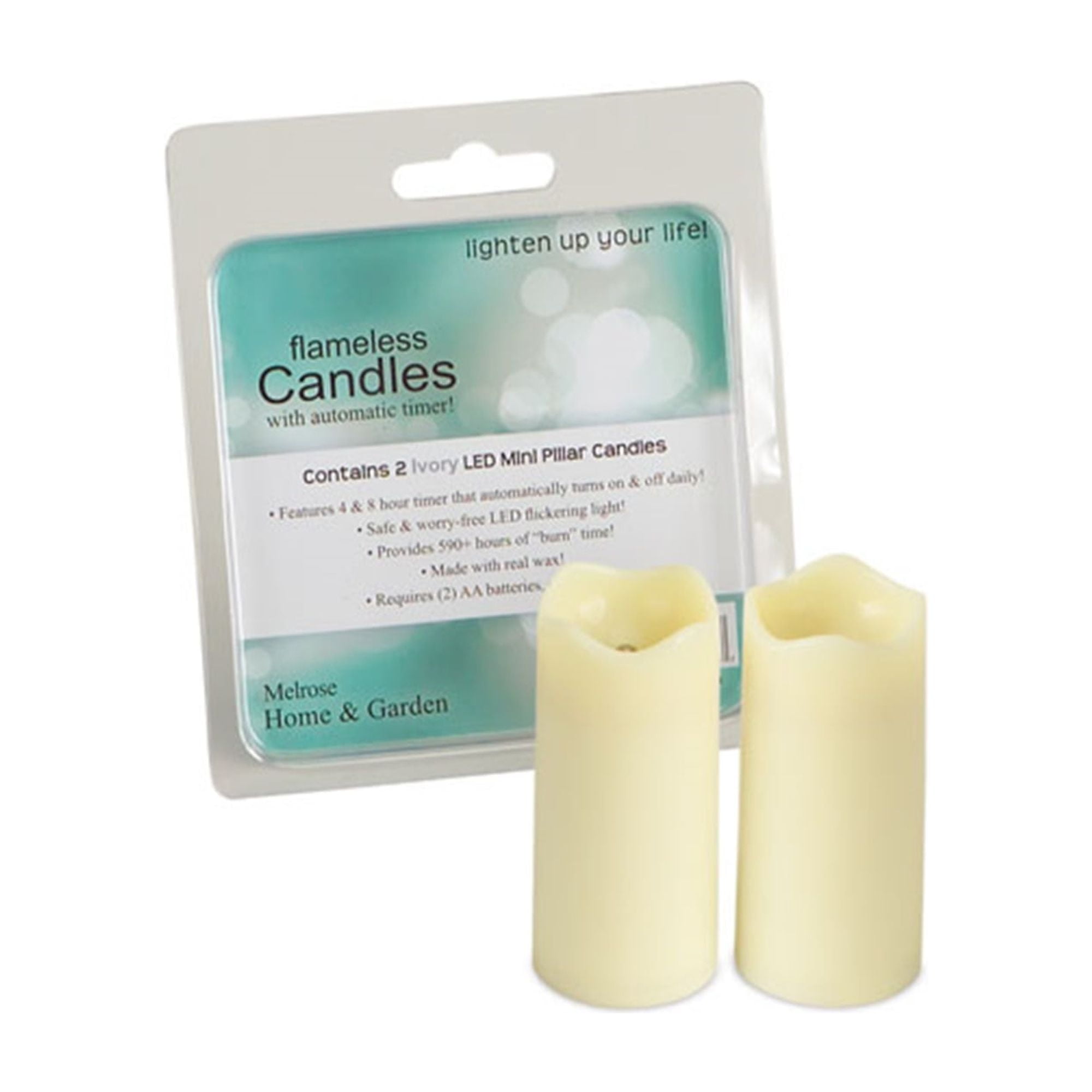 LED Mini Pillar Candle w/Timer (Set of 12) 1.4"Dx3"H Wax/Plastic - 2 AA ...