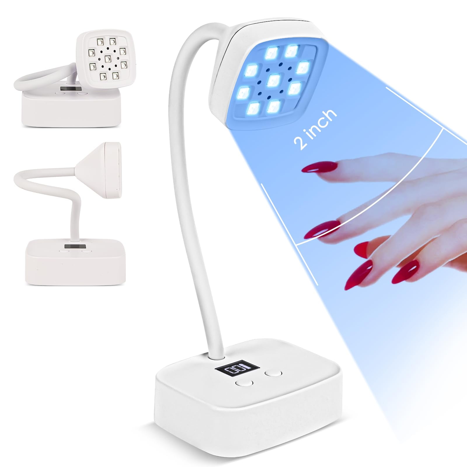 LED Mini UV Nail Lamp with Auto Sensor, Nail Quick Dry Gooseneck UV ...