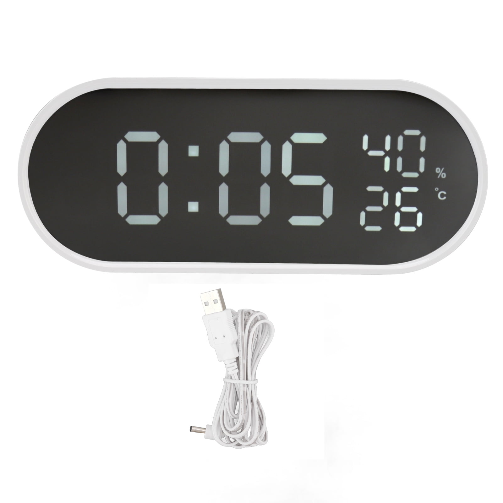 LED Mirror Alarm Clock Touch Double Alarm Clock Temperature Humidity ...