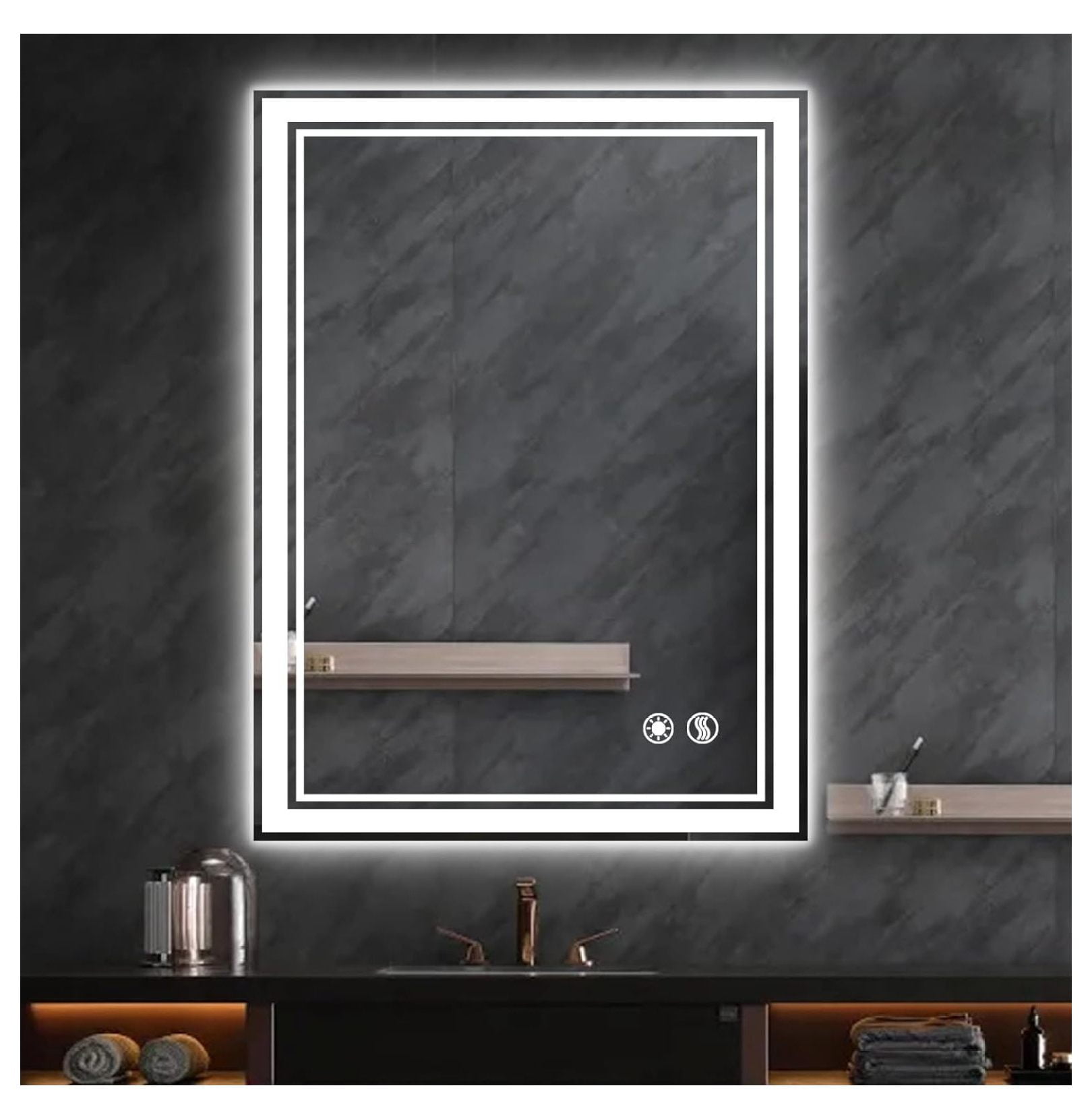 Led Mirror For Bathroom 24 X 32 Brightness Anti Fog Led Bathroom