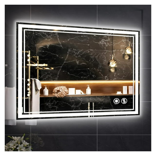 LED Mirror for Bathroom 24 x 40'' Bathroom Mirror with LED Lights Anti ...
