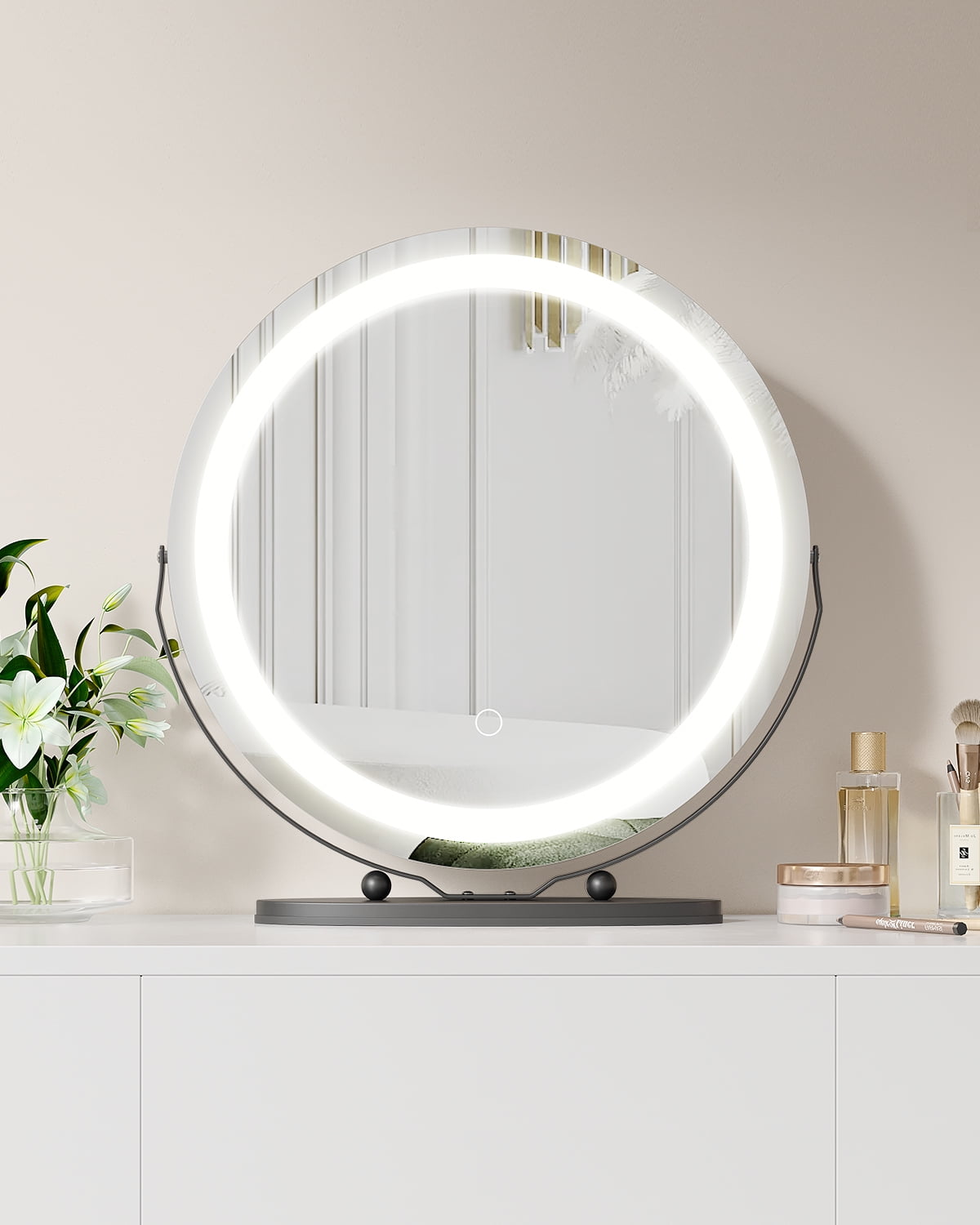 LED Mirror for Bathroom,Touch Control LED Mirror,3 Light Modes 360 ...