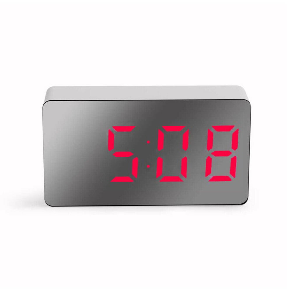 LED Mirror Clock Travel Clock Electronic Digital Alarm Clock Car Clock ...