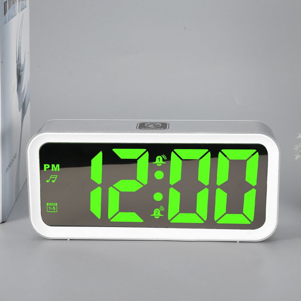 LED Mirror Digital Alarm Clock USB Powered Music Desk Clocks with ...