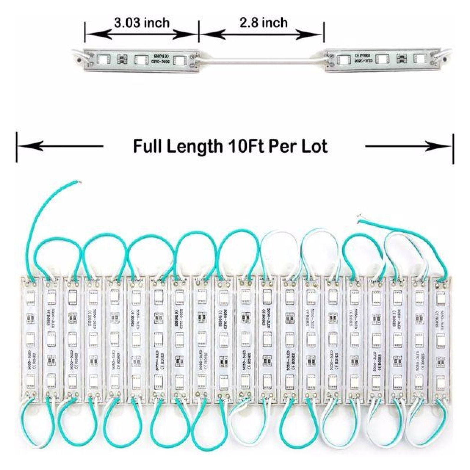 LED Module Light Strip, IP65 Waterproof 5050 SMD, 12V DC, 10ft - Sign ...