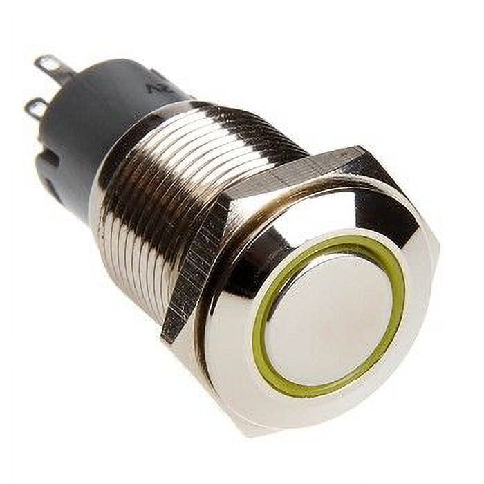 LED Momentary Switch Yellow 16mm Flush Mount with voltage regulation ...