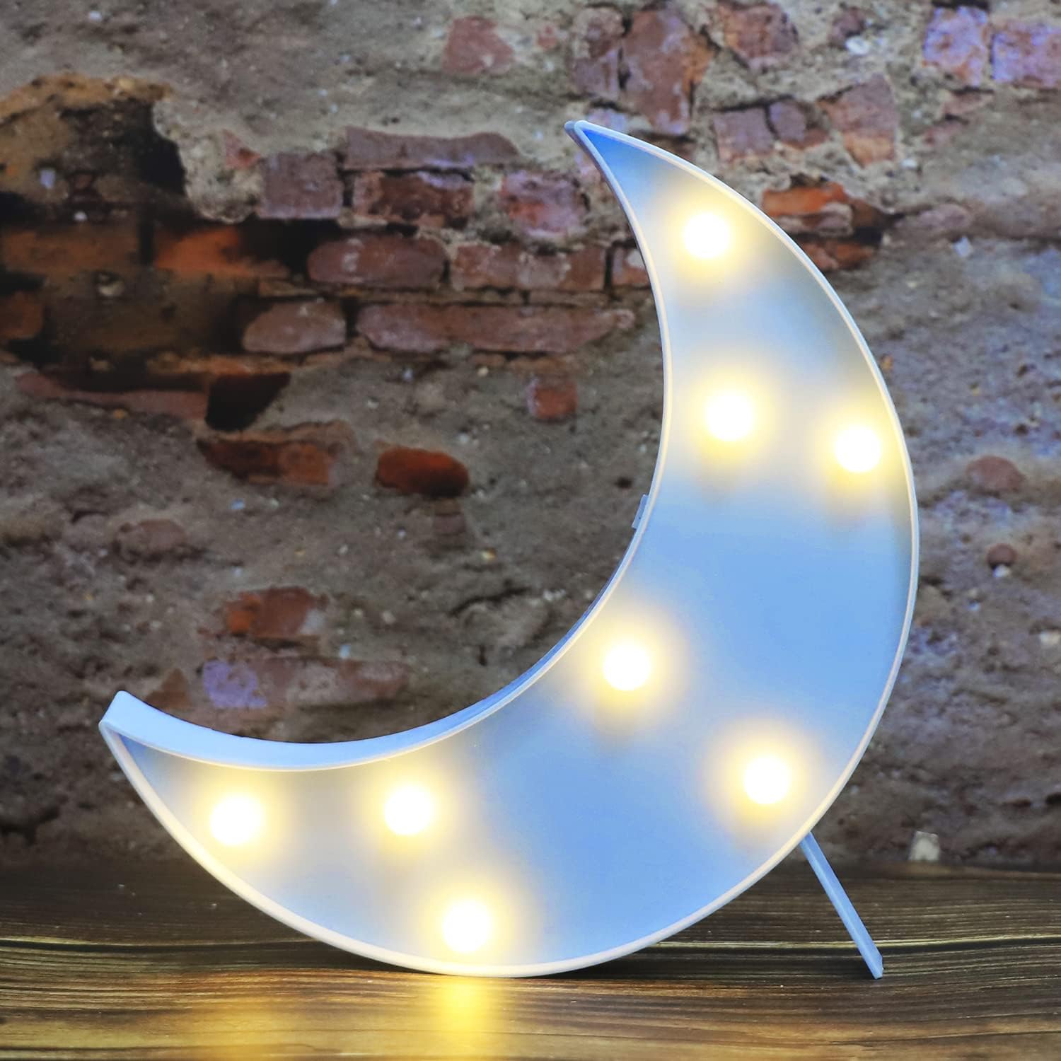 LED Moon Shaped Marquee Signs, Light Up Moon Night Lights Battery ...