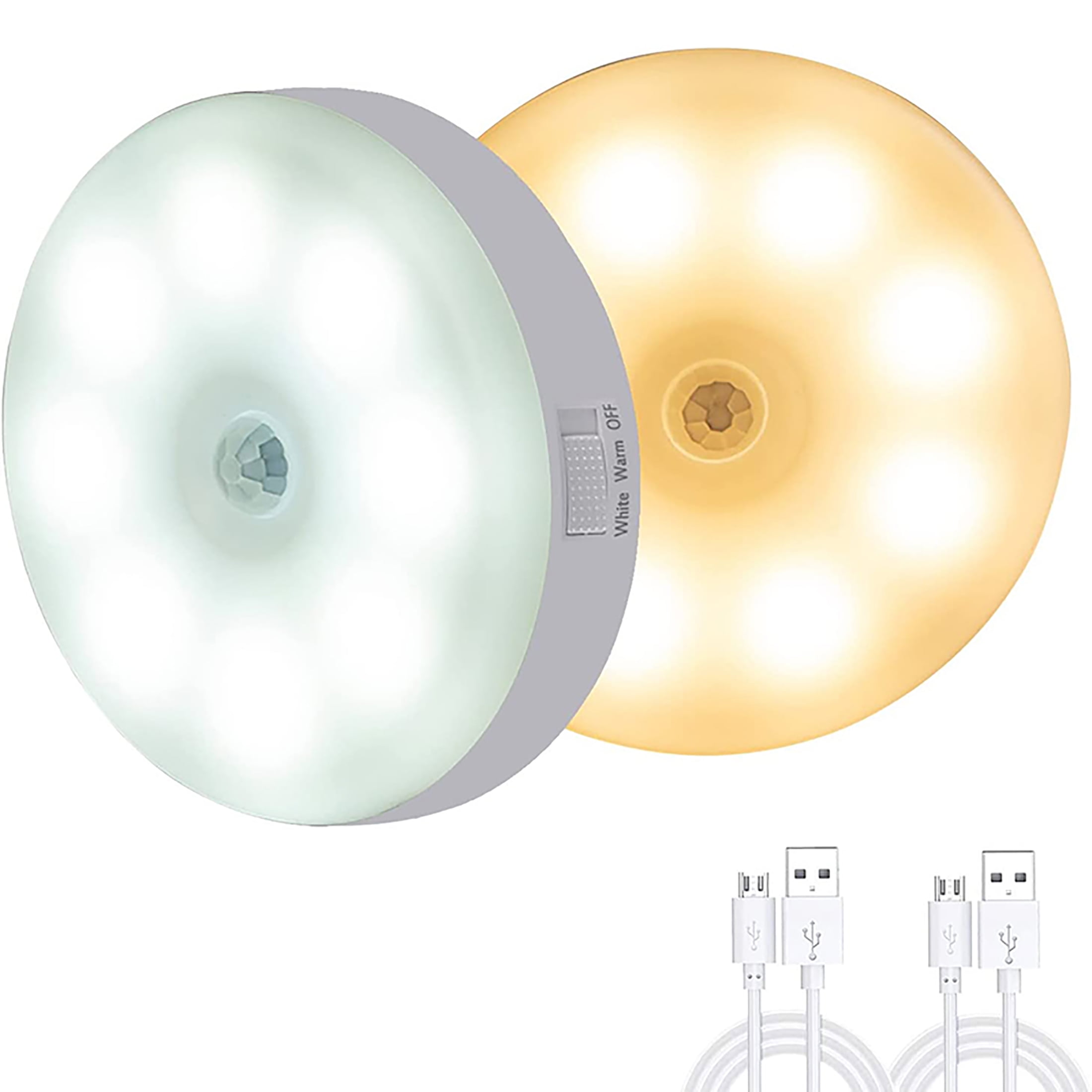 LED Motion Sensor Lights, 2 Color Modes Cordless Rechargeble Night ...