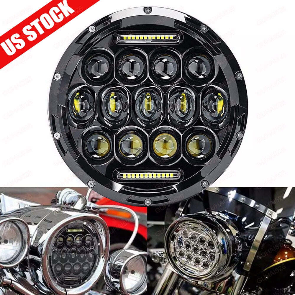 LED Motorcycle 7" inch Round Headlight For Harley Cafe Racer Touring ...
